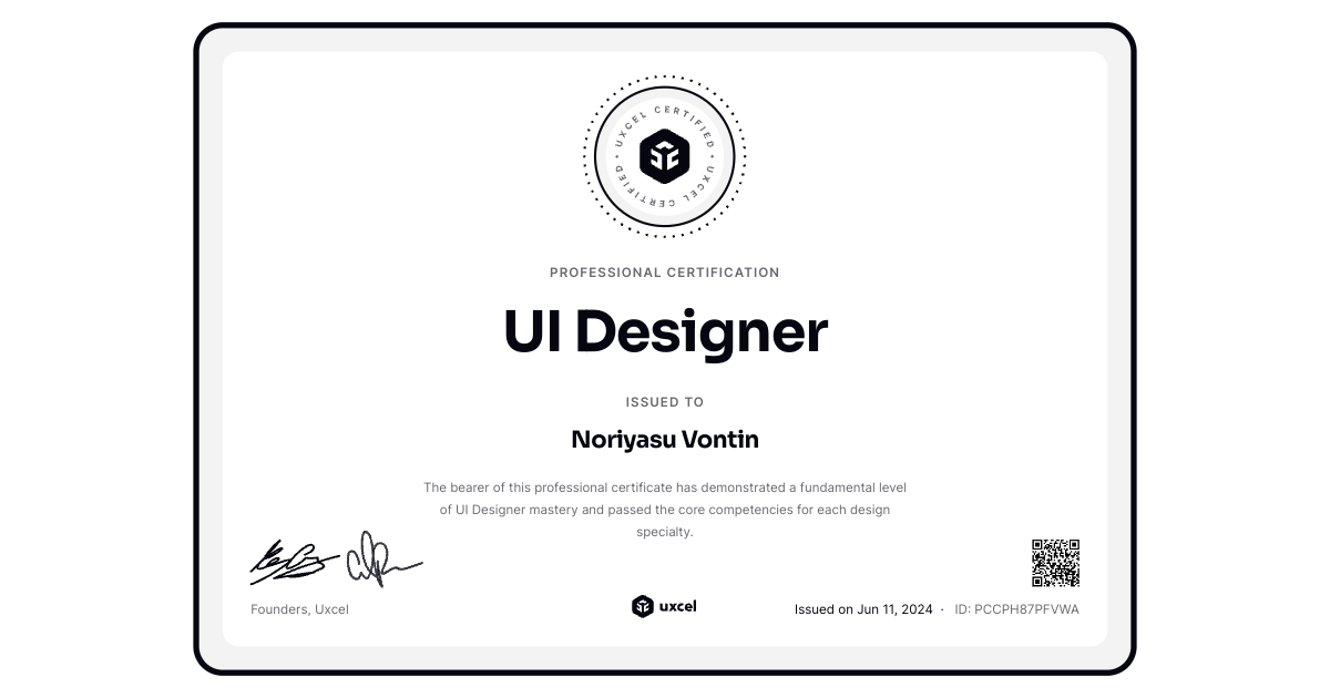 Professional certification, UI Designer | Uxcel